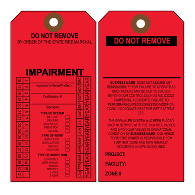 Impairment Sprinkler tag Colorado