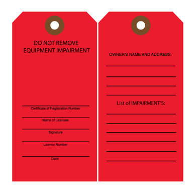 texas red impairment fire extinguisher tags