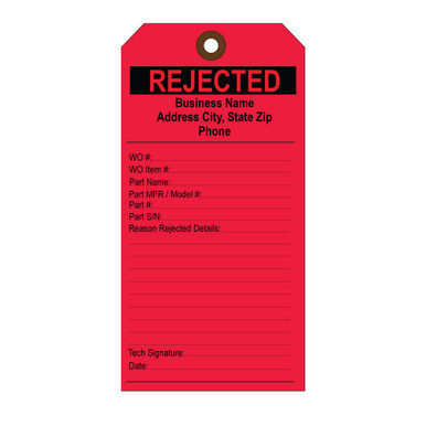 FAA Rejected Inspection Tag