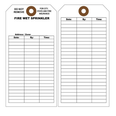 Fire Wet Sprinkler Inspection Tag