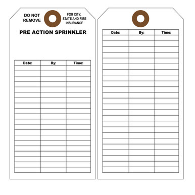 Pre Action Sprinkler Inspection Tag