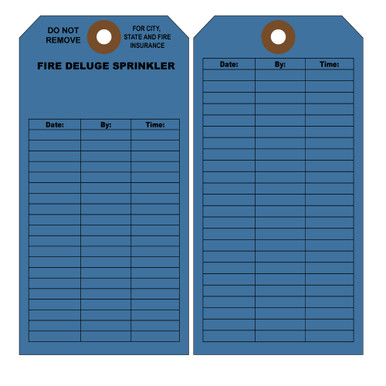 Deluge Sprinkler Inspection Tag
