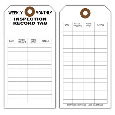 Weekly Monthly Inspection Tag