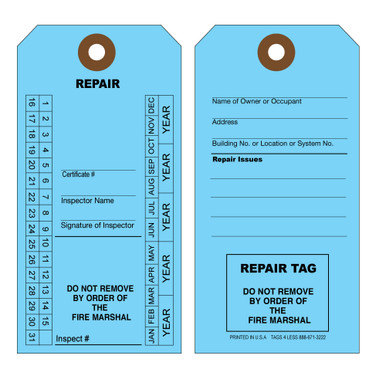 Repair Sprinkler Inspection tags