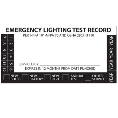 Emergency Lighting Inspection Labels