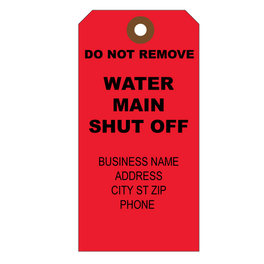 Custom Printed Water Shut Off