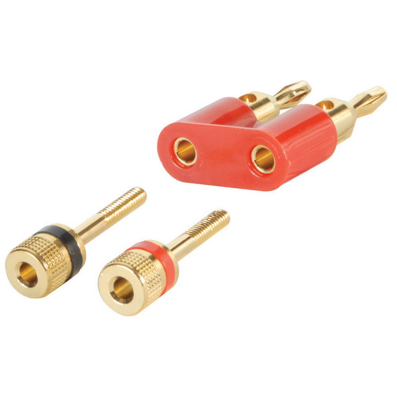 Gold Dual Banana Plug Red