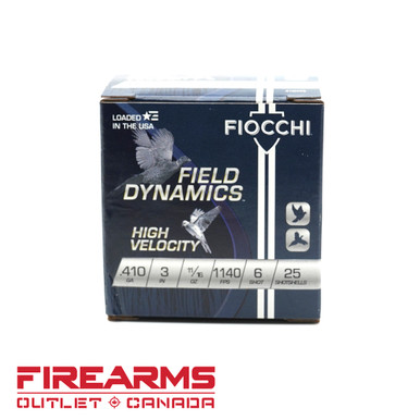 Fiocchi Field Dynamics, High Velocity - .410GA, 3", 6-Shot, Box of 25 ...