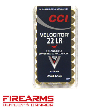 CCI Velocitor - .22LR, 40gr, CPHP, Box of 50 [0047]