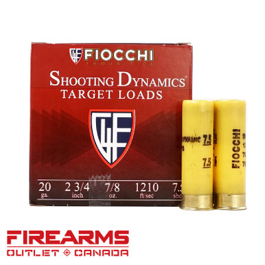 Fiocchi Shooting Dynamics Target Loads - 20GA, 2-3/4", #7.5, Box of 25 ...
