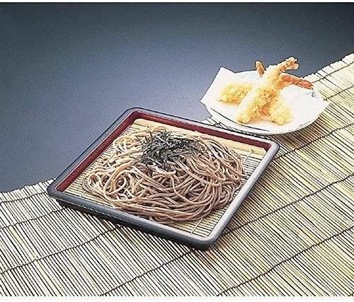 Japanese Soba Noodle Plate with Bamboo Look Drain Mat – Lacquered Sushi ...