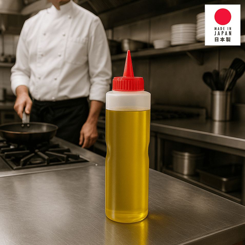 Japanese Red Squeeze Bottle – 11 oz Condiment Dispenser, Made in Japan