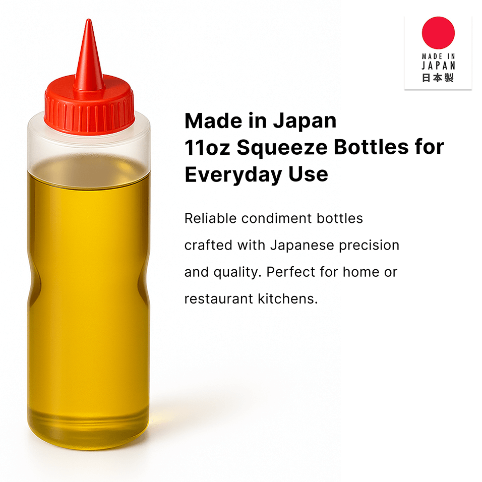 Japanese Red Squeeze Bottle – 11 oz Condiment Dispenser, Made in Japan
