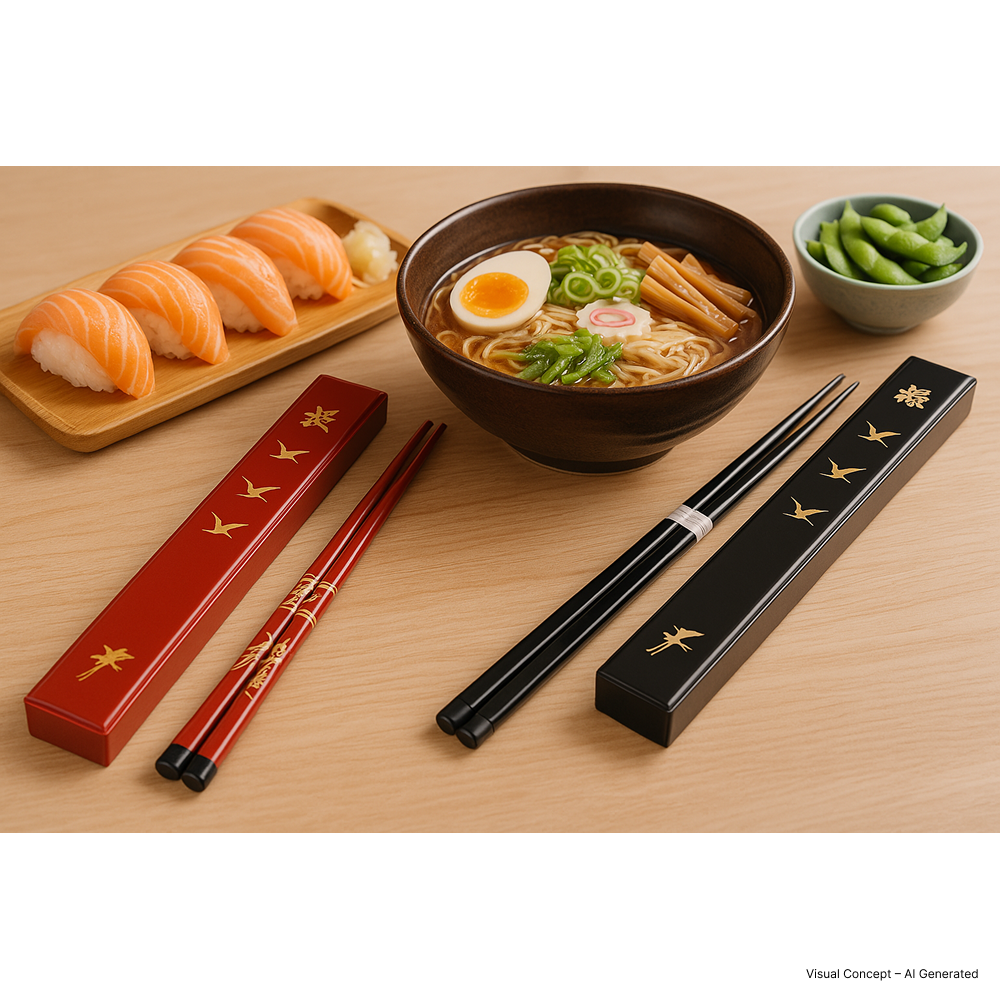 Japanese Travel Chopsticks with Black Case – 9", Reusable, Made in Japan