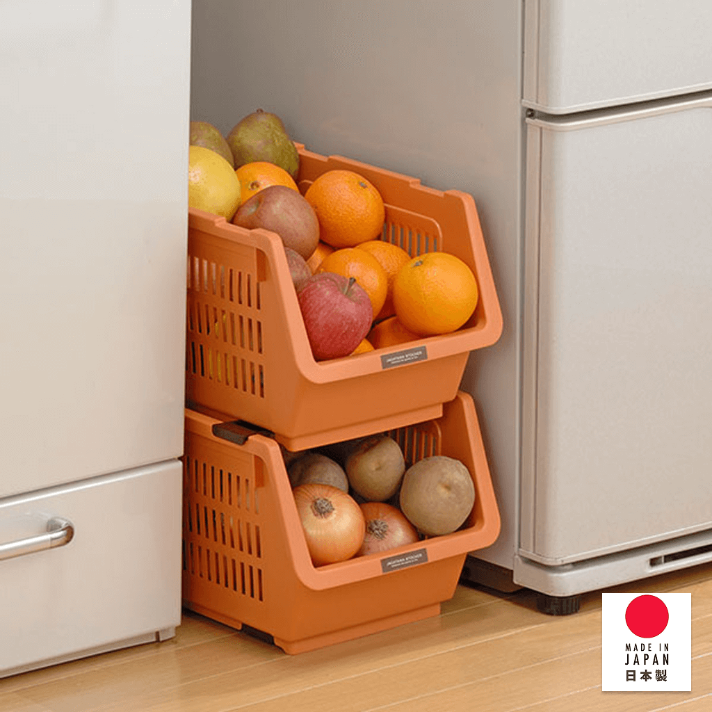 Japanese Stackable Kitchen Storage Bin – Orange Pantry Organizer, 9.25× ...