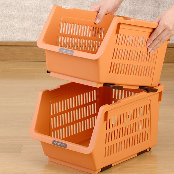 Japanese Stackable Kitchen Storage Bin – Orange Pantry Organizer, 9.25× ...