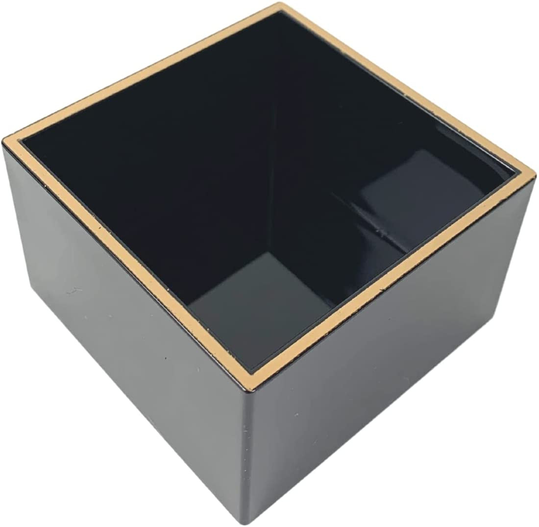 Set of 4 Masu Sake Cups – Black with Gold Rim, Plastic Lacquer, Made in ...