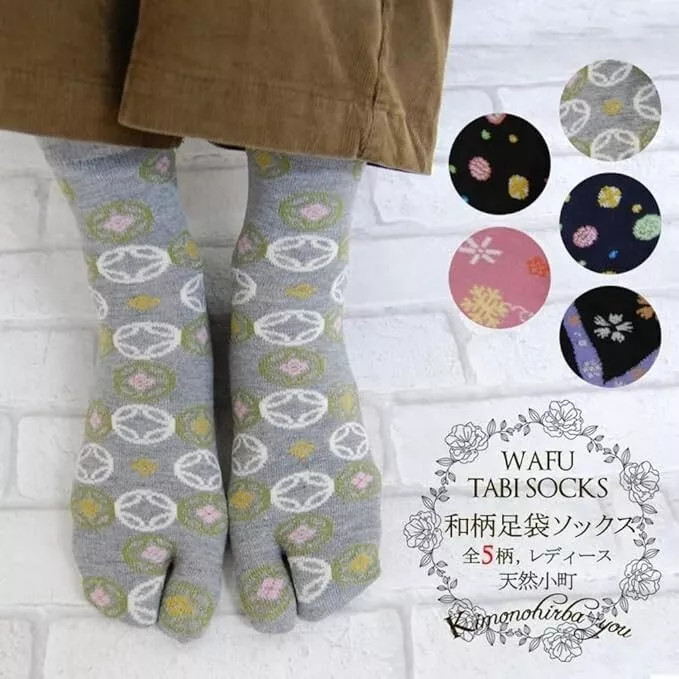 Women Japanese Tabi Socks Split Toe Flip Flop Geta 23-25cm Ankle Length ...
