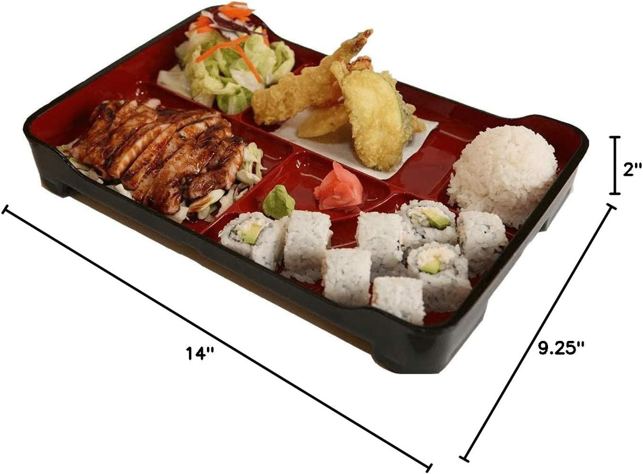 Red and Black Japanese Lacquered Bento Box – 6 Compartments, 5 ct, Made ...