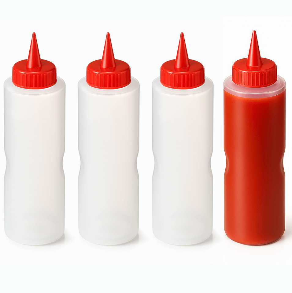 4 Pack Japanese Red Squeeze Bottles – 11 oz Condiment Dispensers, Made ...