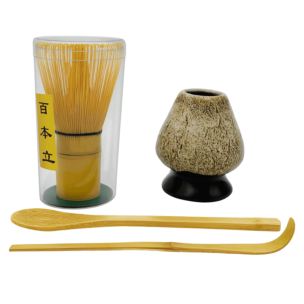 Japanese Matcha Bamboo Whisk Set – Chasen, Chashaku, Tea Spoon & Stand