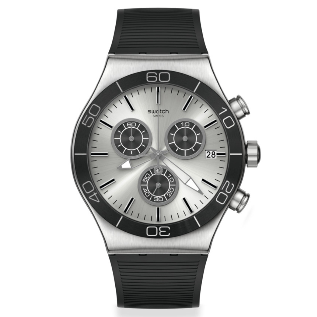 Swatch Great Outdoor Chronograph Black Strap Watch YVS486