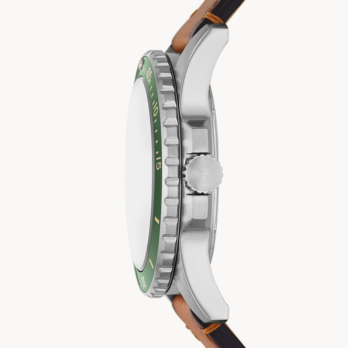 Fossil Blue Men's Green Dial Tan Eco Leather Strap Watch FS5946