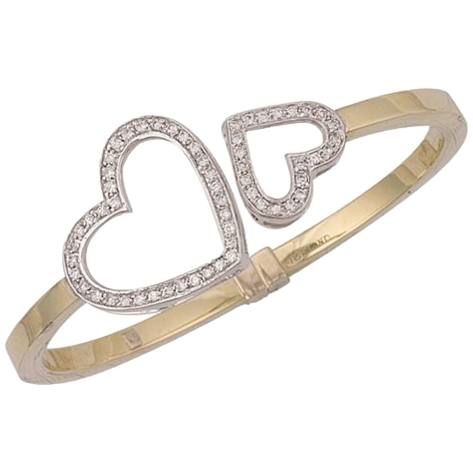 9ct Yellow Gold Cubic Zirconia Heart Bangle P702234