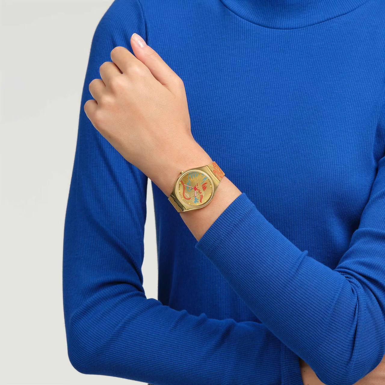 Swatch Dragon in Gold Watch Year of the Dragon Quartz SYXZ104