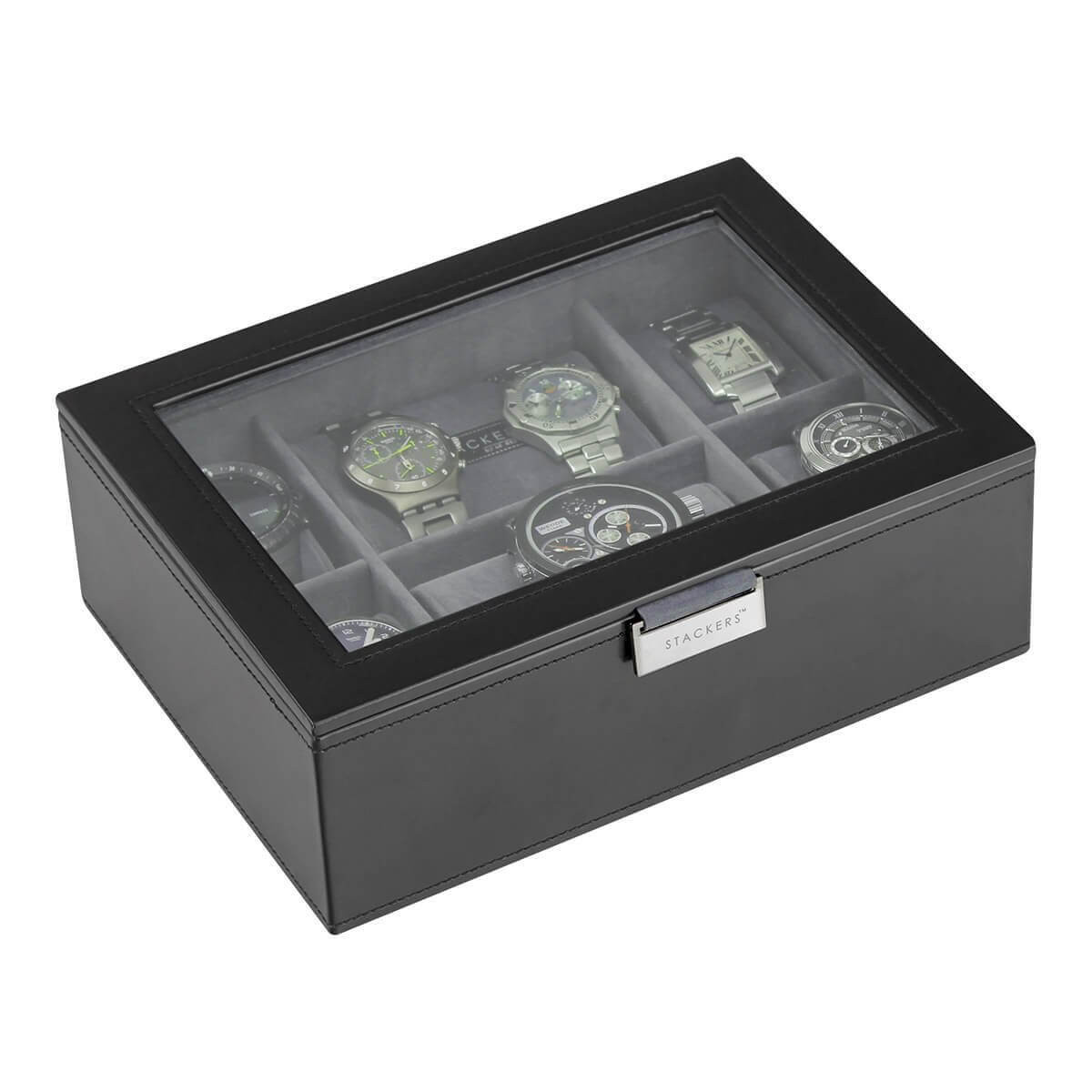 Stackers Watch Box For 8 Watches - Black