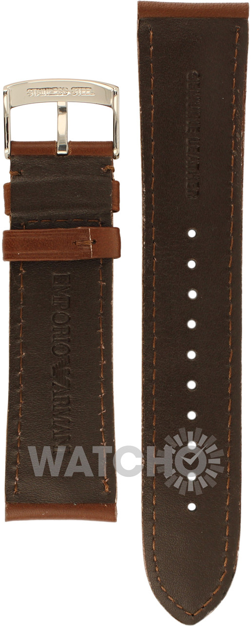 Armani Replacement Watch Strap For AR2463 Brown Genuine Leather With ...