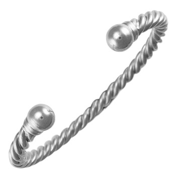 925 Sterling Silver Men's Twisted Torque Bangle P702012A