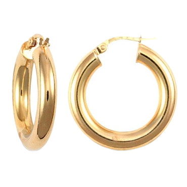 9ct Yellow Gold Polished Round-Tube Creole Hoops P702-180