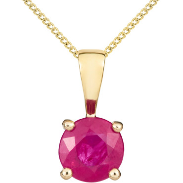 9ct Yellow Gold Round Ruby Claw Pendant 5mm 62-61-004