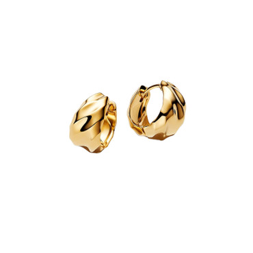Pandora Rippled Hoop Earrings 14k Gold Plating 263874C00.