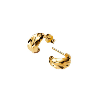 Pandora Rippled Hoop Earrings 14k Gold Plating 263873C00.