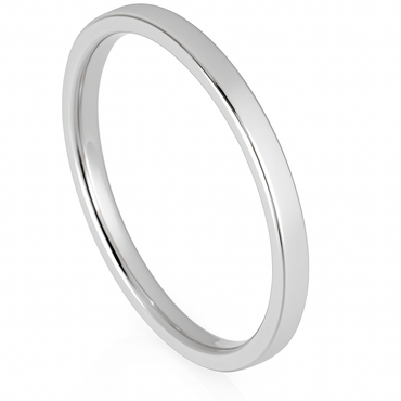Platinum Ladies Wedding Ring Flat Court Shape