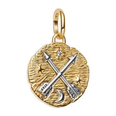Pandora Crossing Arrows Charm Silver & 14ct Gold 764081C01