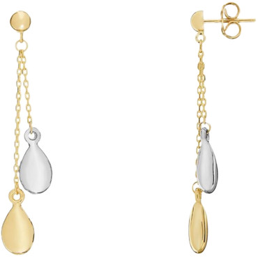 9ct Yellow White Gold Pear shape Chain Drop 10-16-161