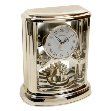 Rhythm Mantel Clock In Gilt With Rotating Pendulum And Melody 4RH741WD18