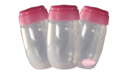 Unimom Breast Milk Storage Bottles 3 Pack-Pink