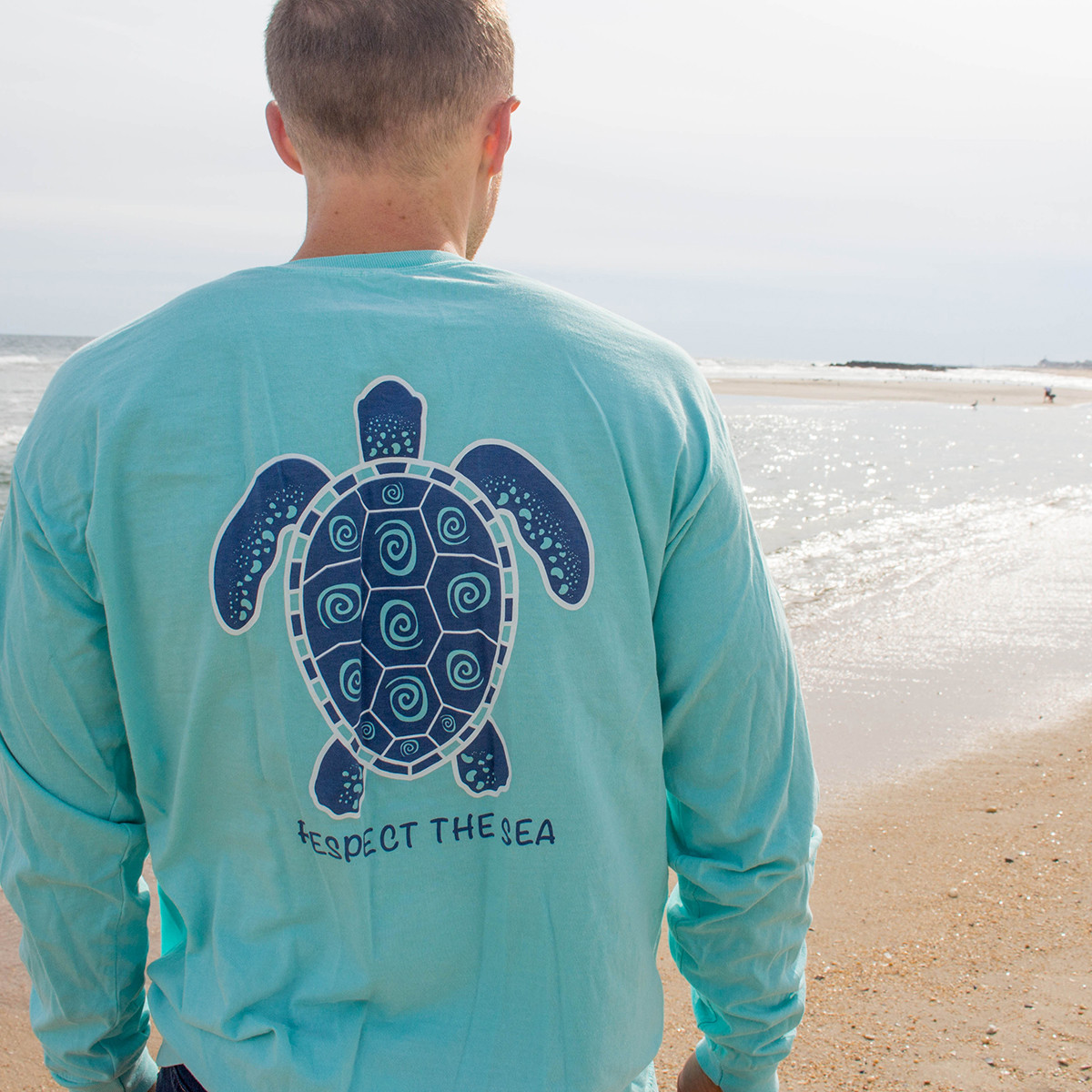 Pocketed Mint Turtle Swirl Long Sleeve - Signature Seas