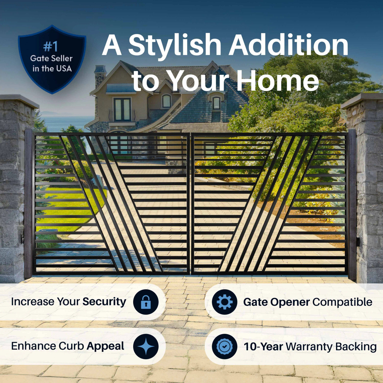 Steel Dual Swing Driveway Gate - SOFIA Style - 14 x 6 ft - ALEKO