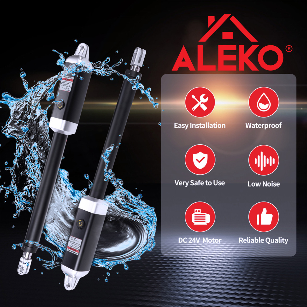 Dual Swing Gate Operator - GG1300/AS1300 AC/DC - Solar Kit 50W - ALEKO