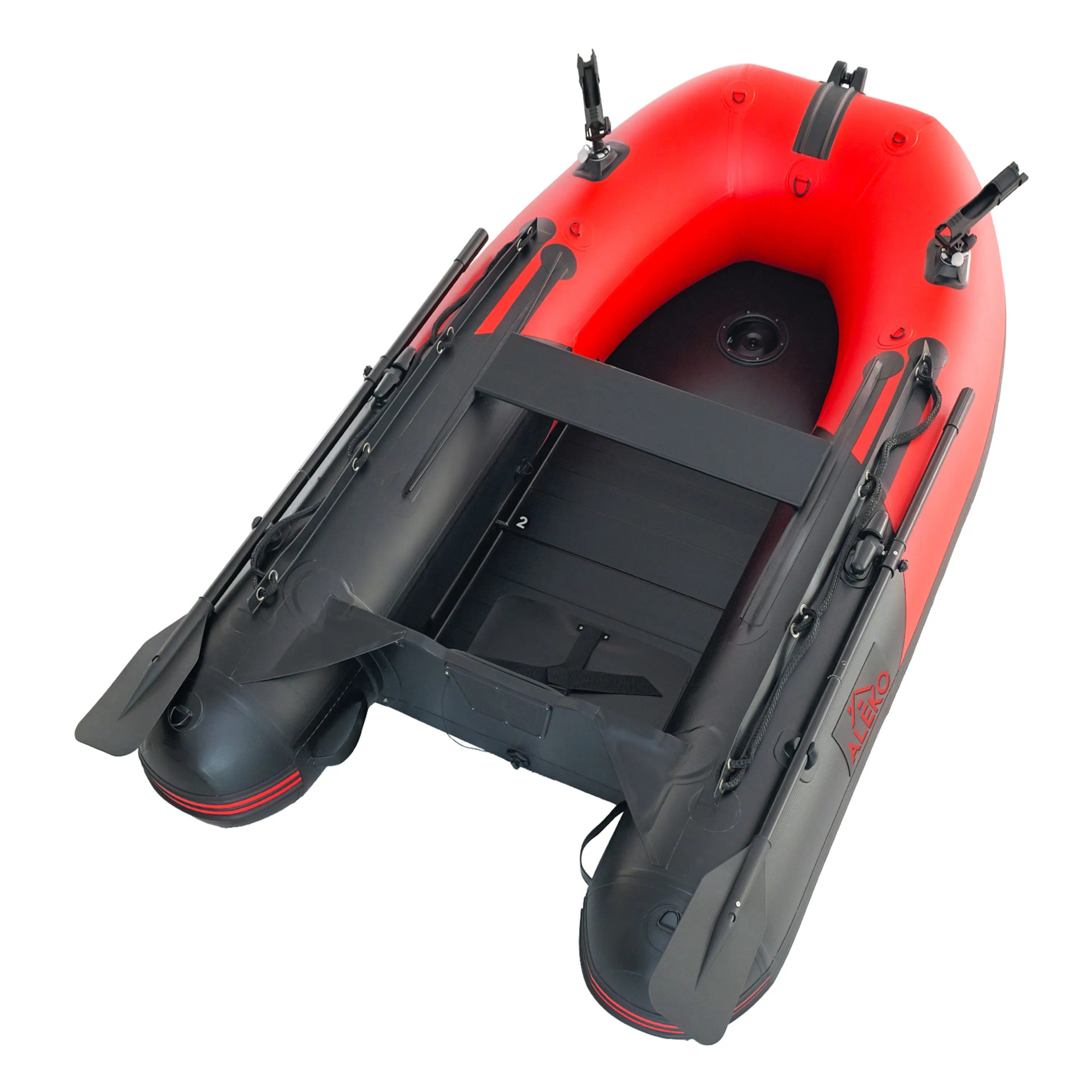 Inflatable Fishing Boat – Aluminum Floor – Red and Black – 8'5" ft. | ALEKO