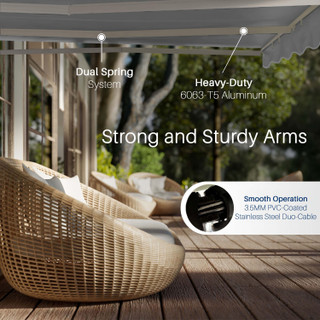 Caribbean Motorized Patio Awning - White Frame - Silver Gray