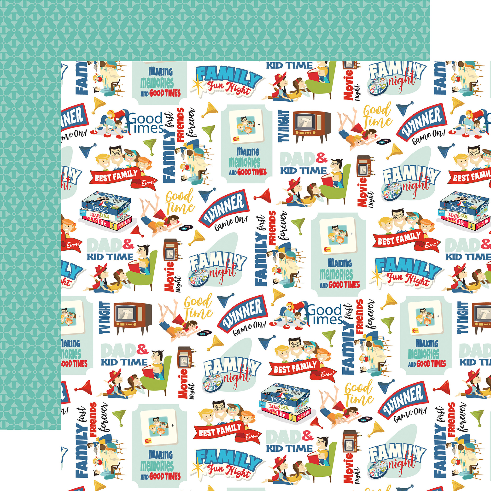 Family Night: Family Fun Night 12x12 Patterned Paper - Echo Park Paper ...