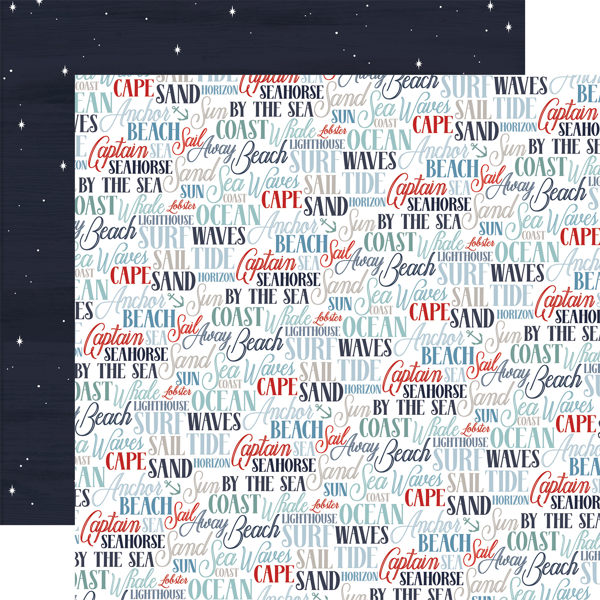 By the Sea: Coastal Words 12x12 Patterned Paper - Echo Park Paper Company