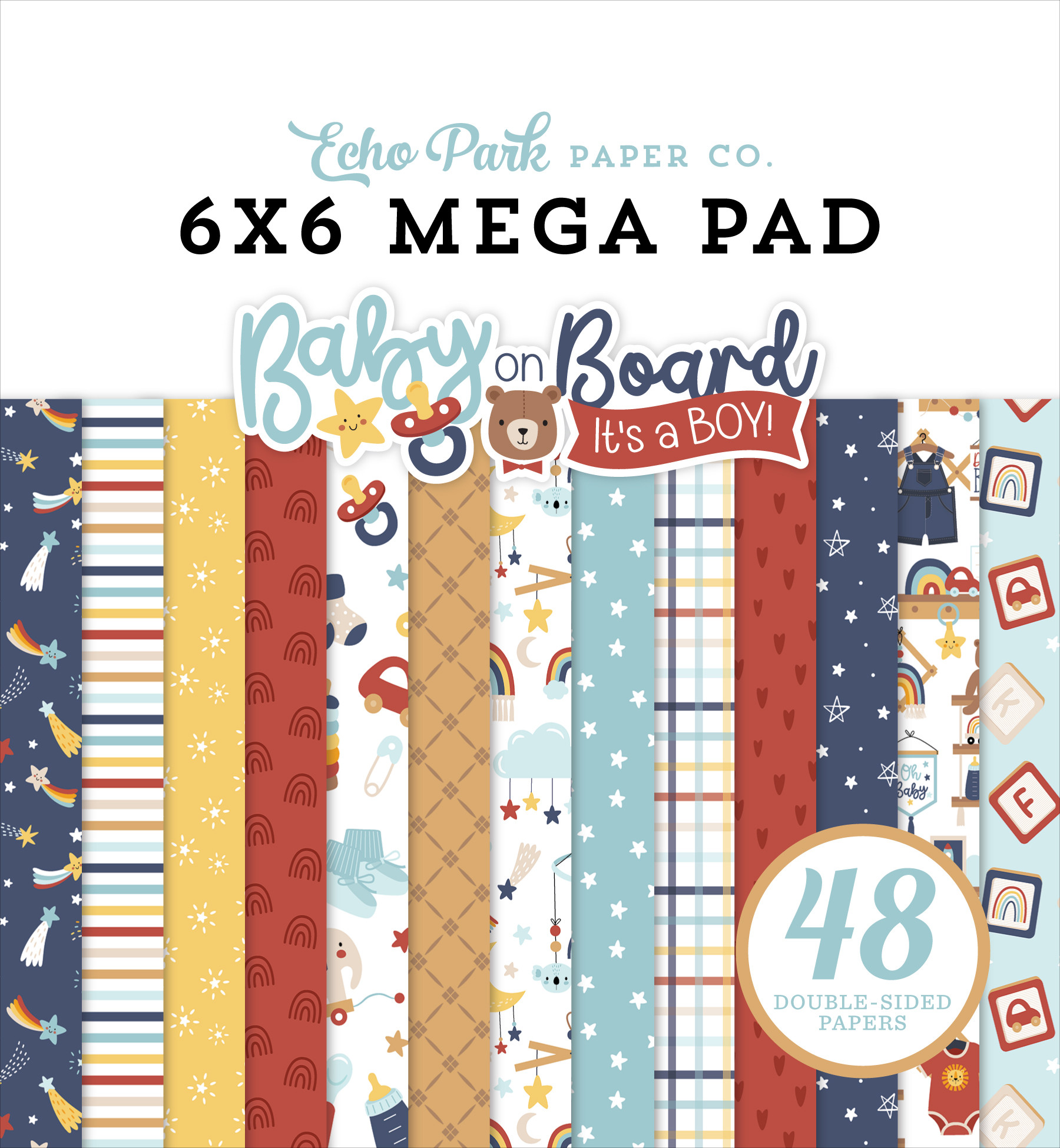 Baby On Board - Boy Cardmakers 6X6 Mega Pad - Echo Park Paper Company