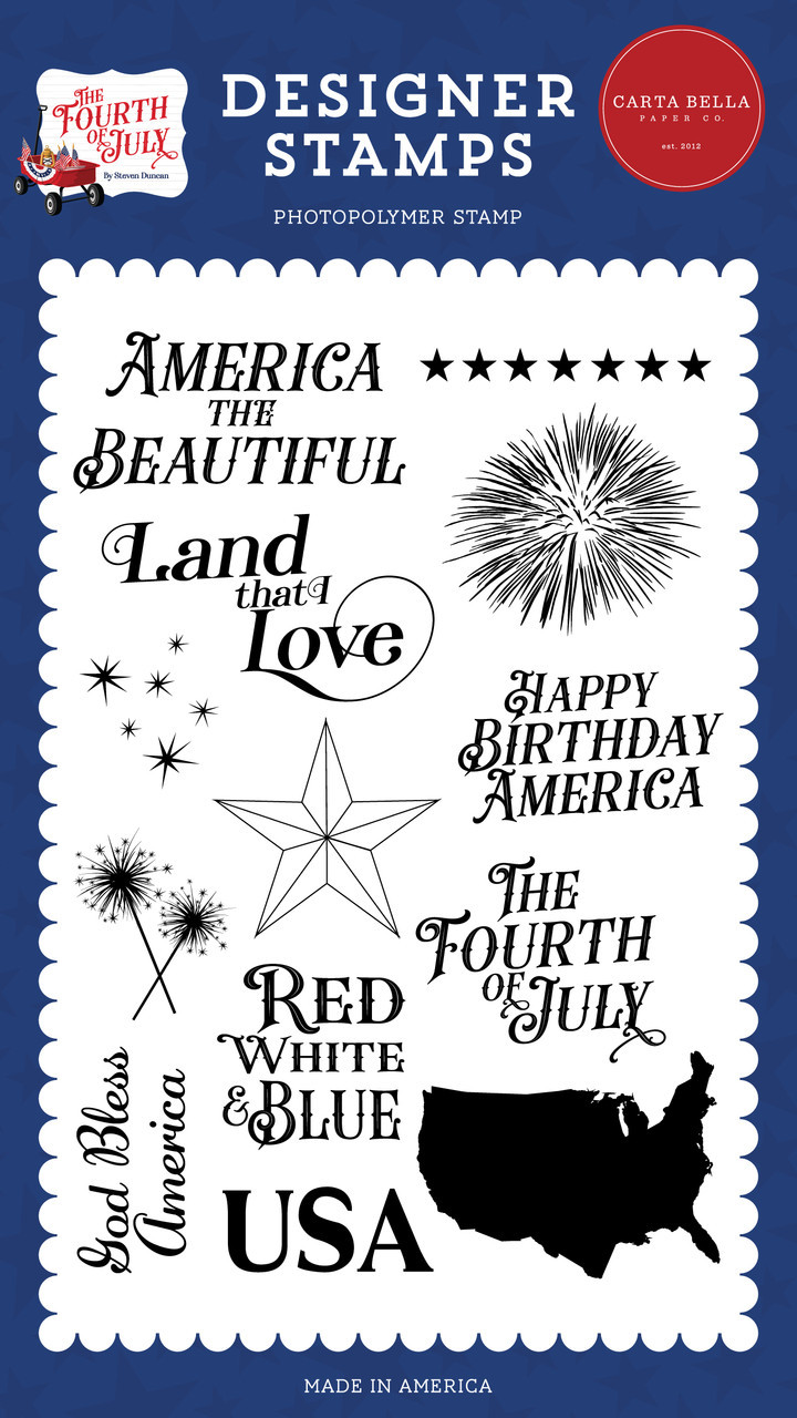 Fourth Of July: Happy Birthday America Stamp Set - Echo Park Paper Company